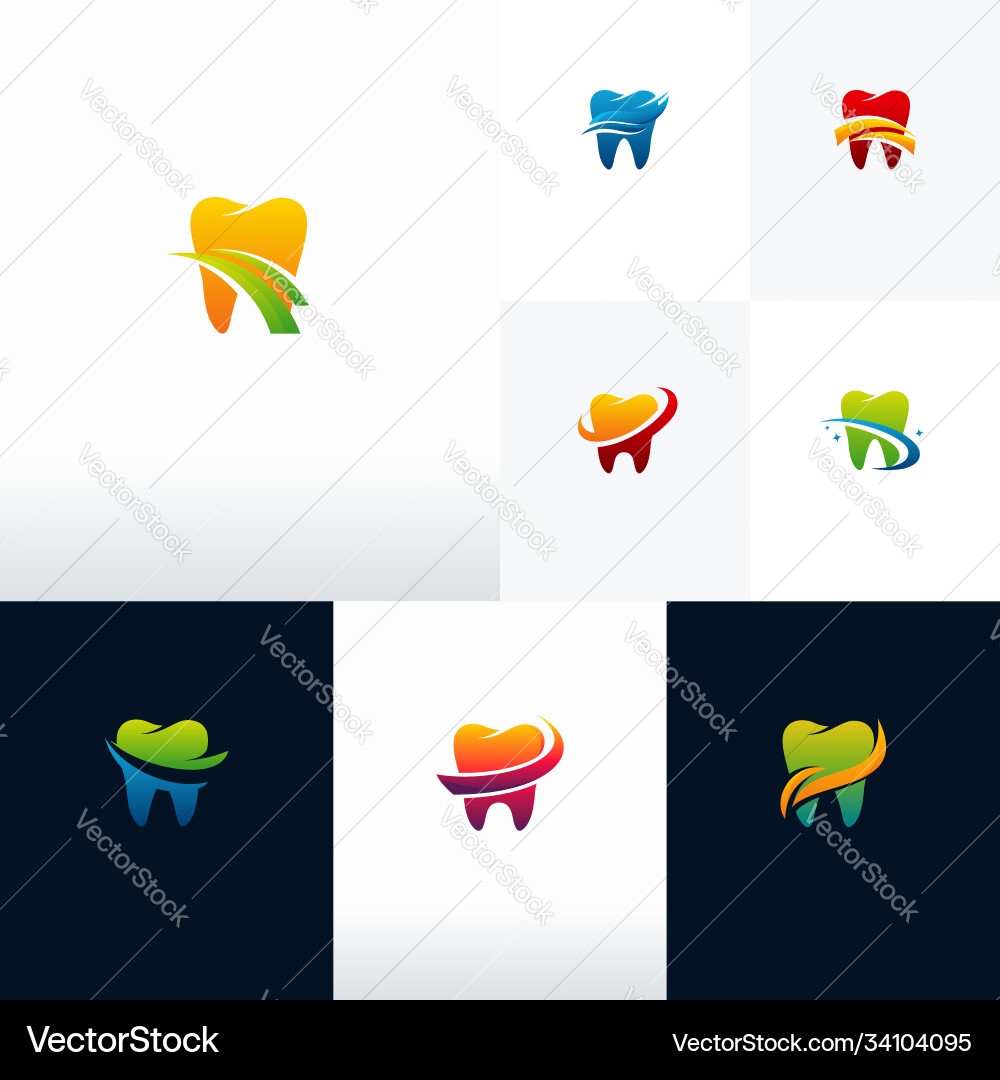 Set modern dental logo designs concept Royalty Free Vector