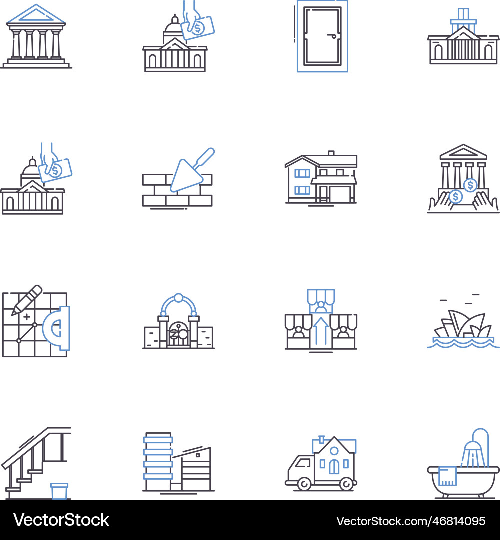Suites line icons collection luxurious spacious Vector Image