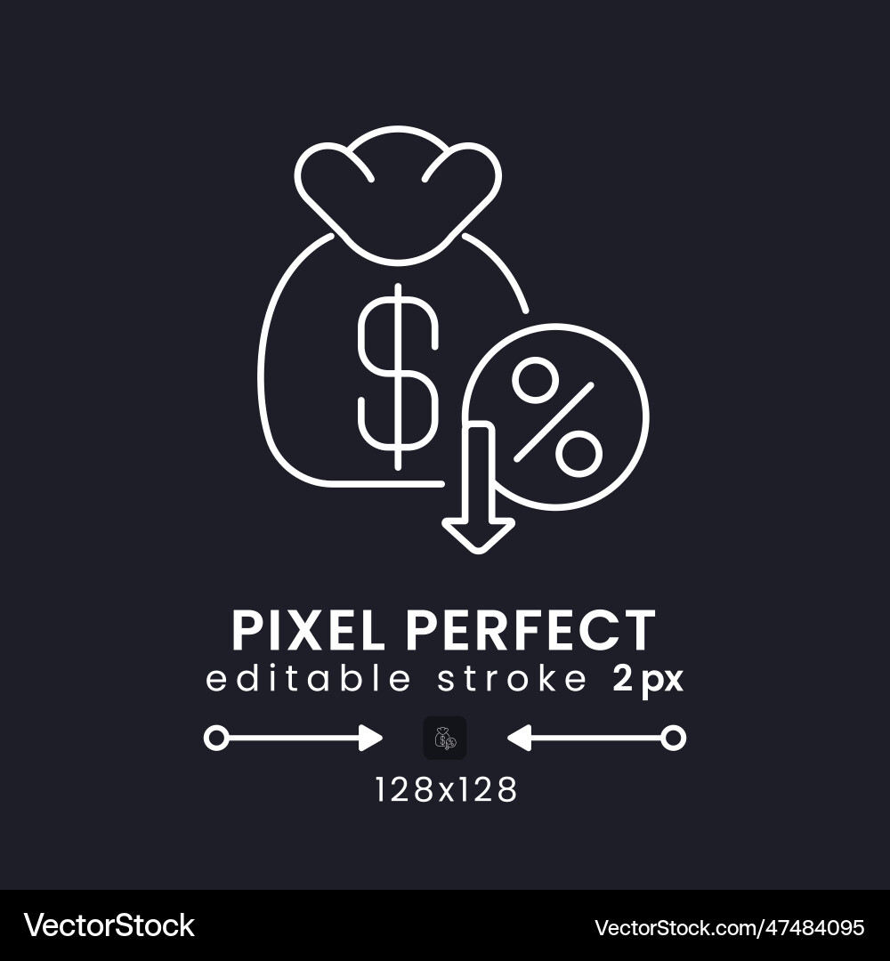 Tax deductions white linear desktop icon on black Vector Image