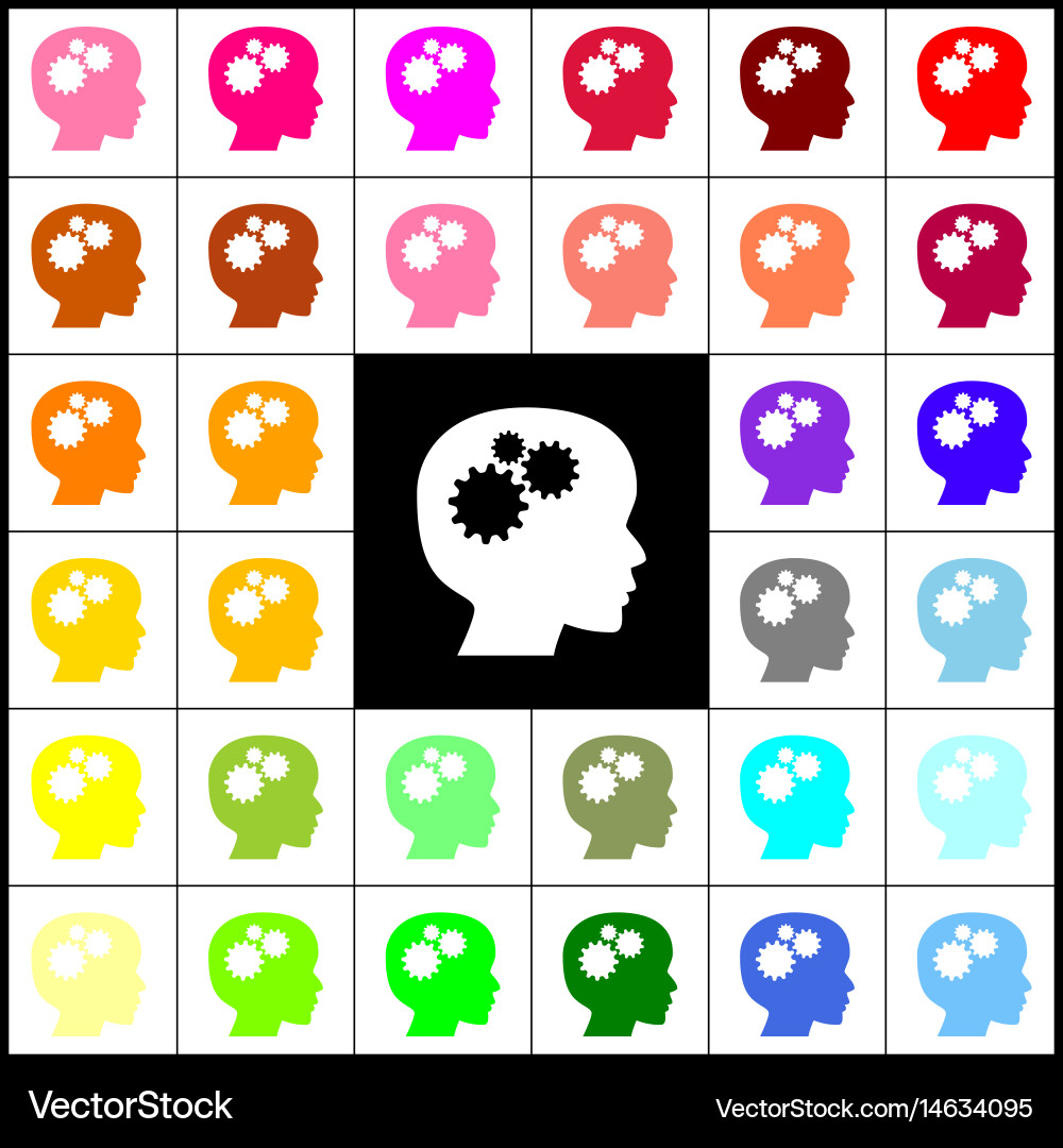 Thinking head sign felt-pen 33 colorful Royalty Free Vector
