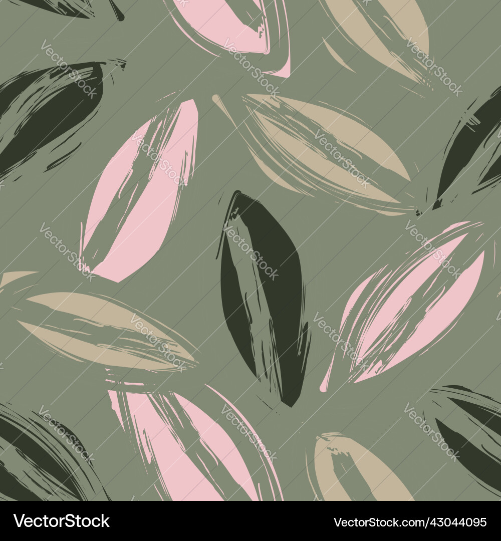 Tropical leaf brush strokes seamless pattern Vector Image