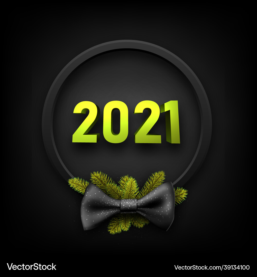 2021 sign in black wreath frame Royalty Free Vector Image