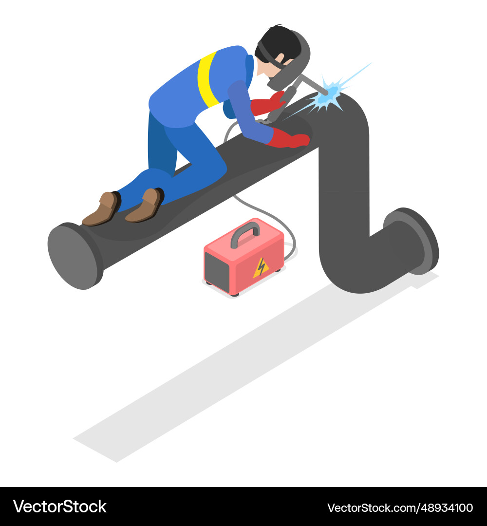 3d isometric flat set of welder workers Royalty Free Vector