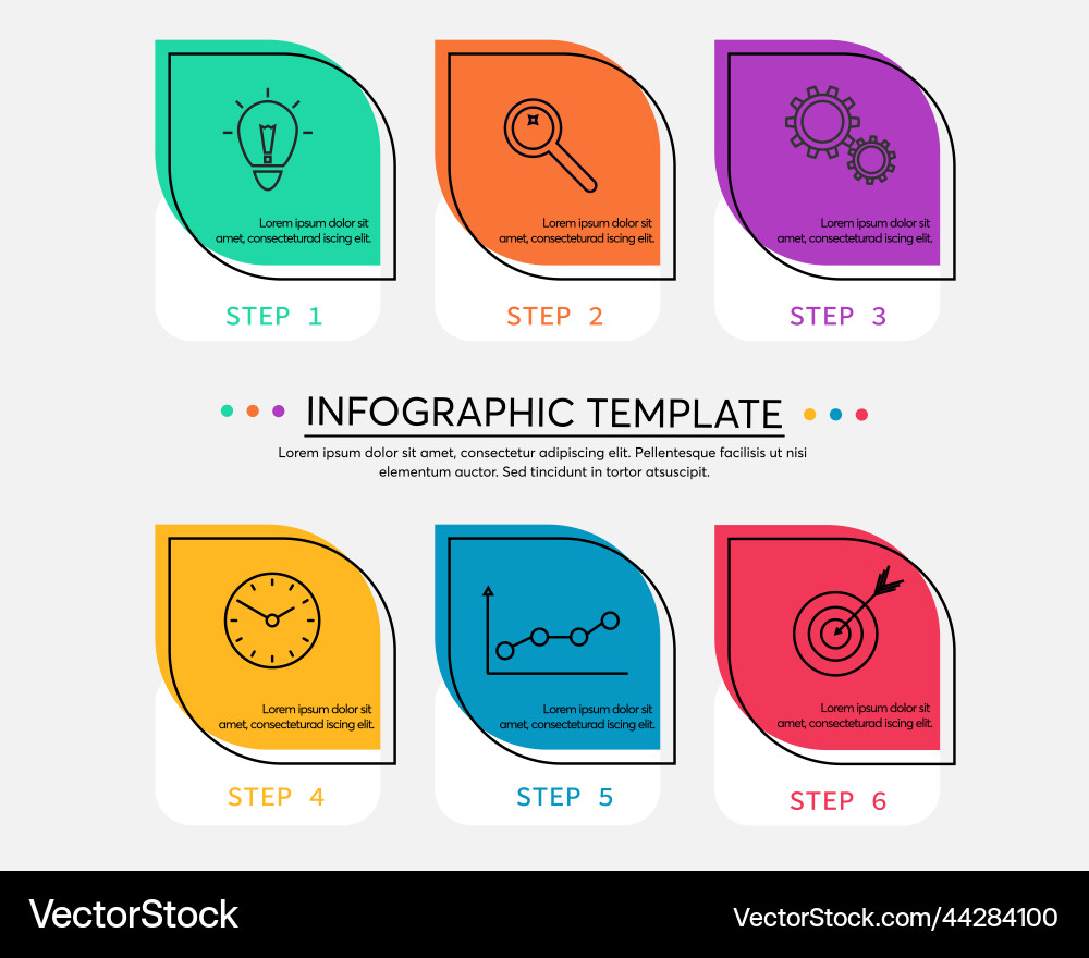6 rounded shapes infographic simple infographics Vector Image