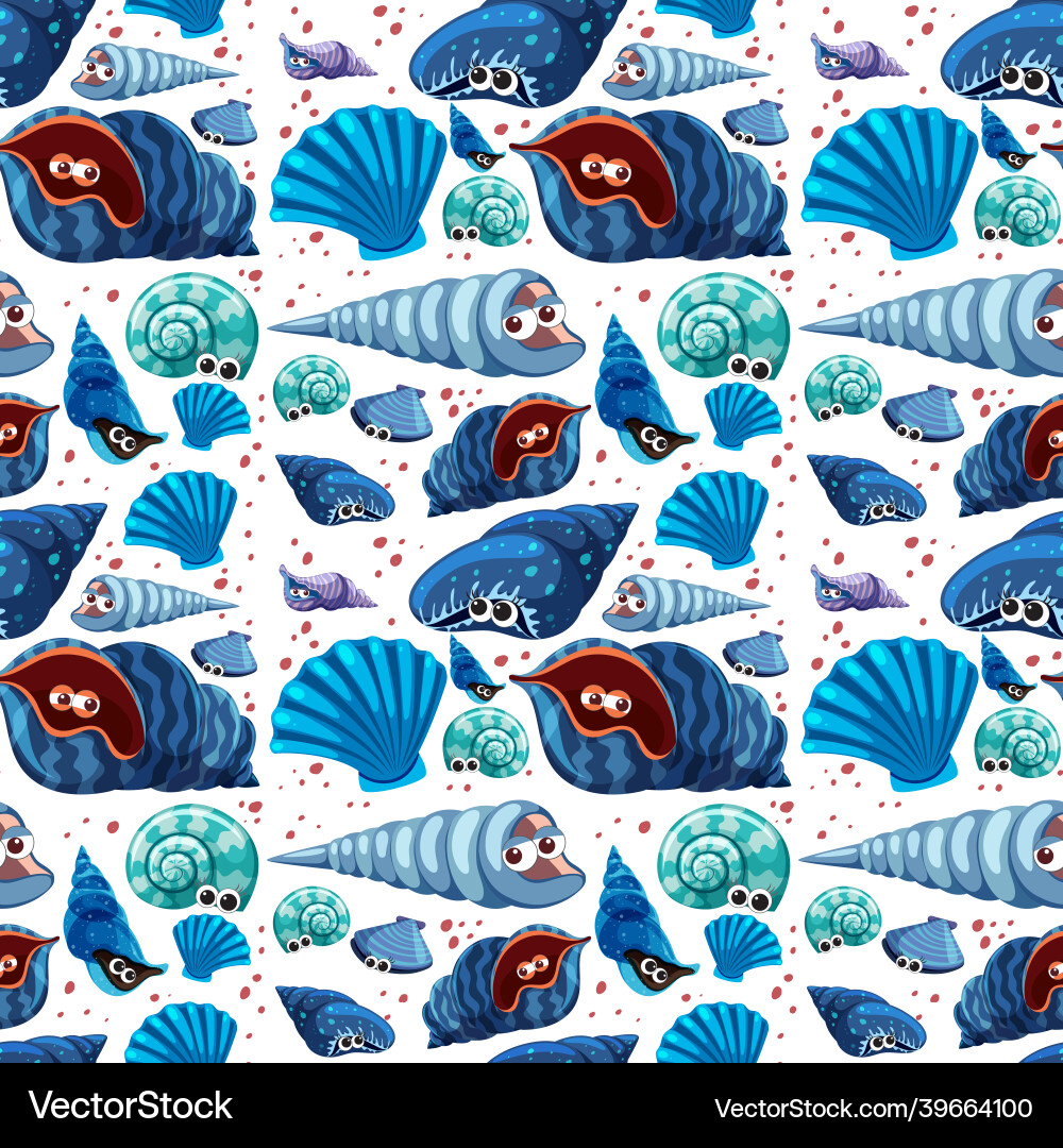 Cartoon sea life seamless pattern with many Vector Image