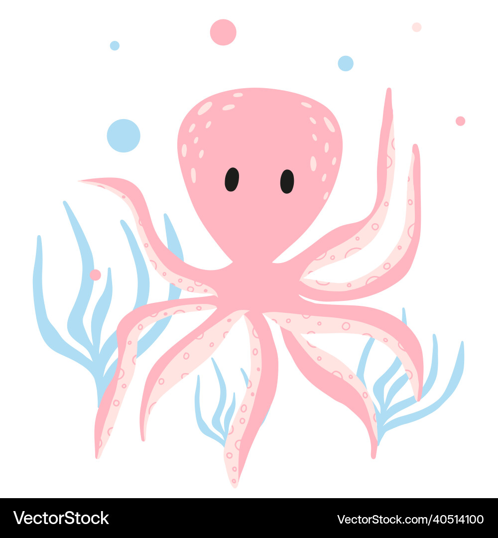 Children of cute octopus Royalty Free Vector Image