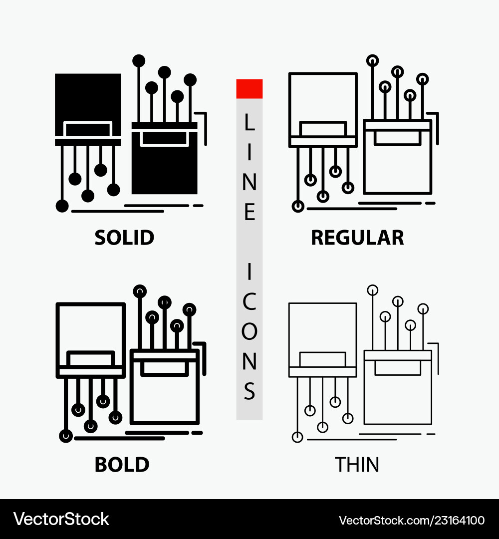 Digital fiber electronic lane cable icon in thin Vector Image