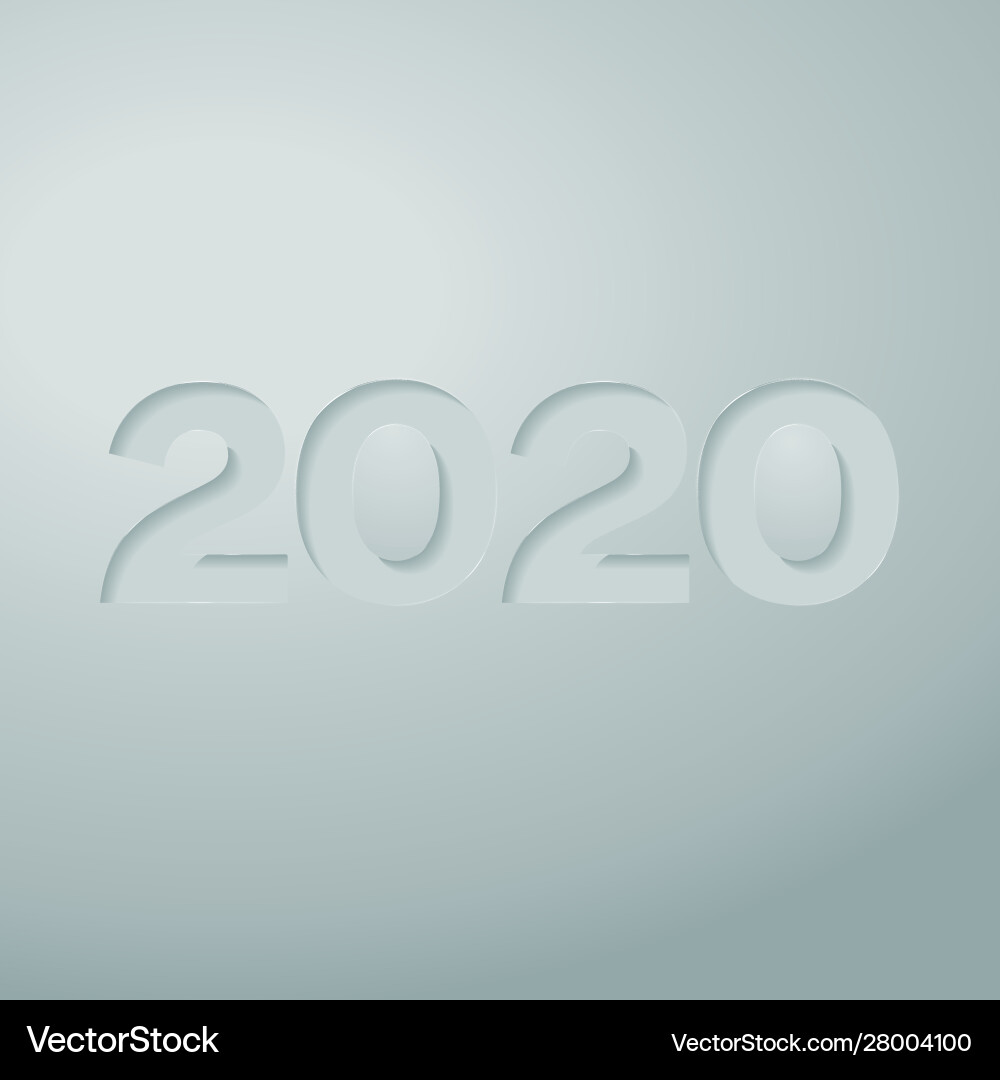 Digits 2020 cut out on paper with a gray Vector Image