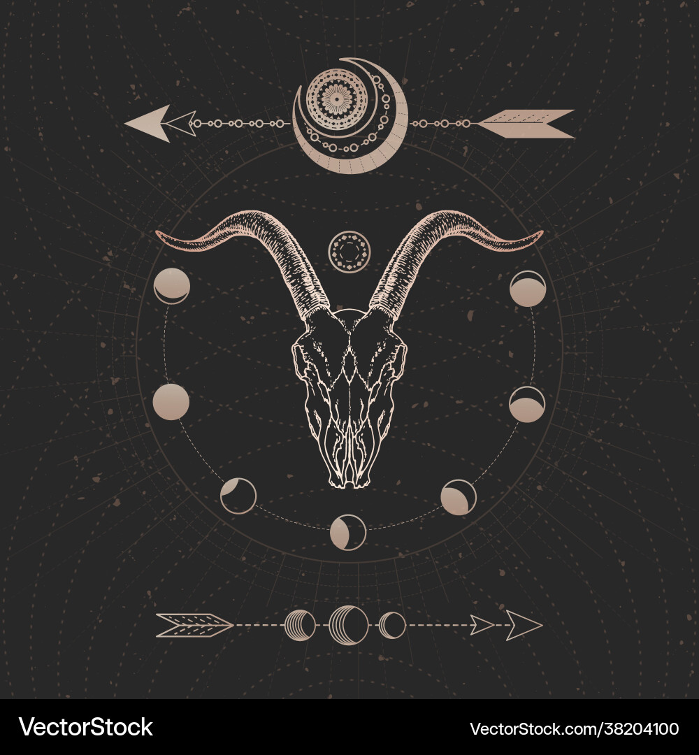 Goat skull and sacred symbol Royalty Free Vector Image