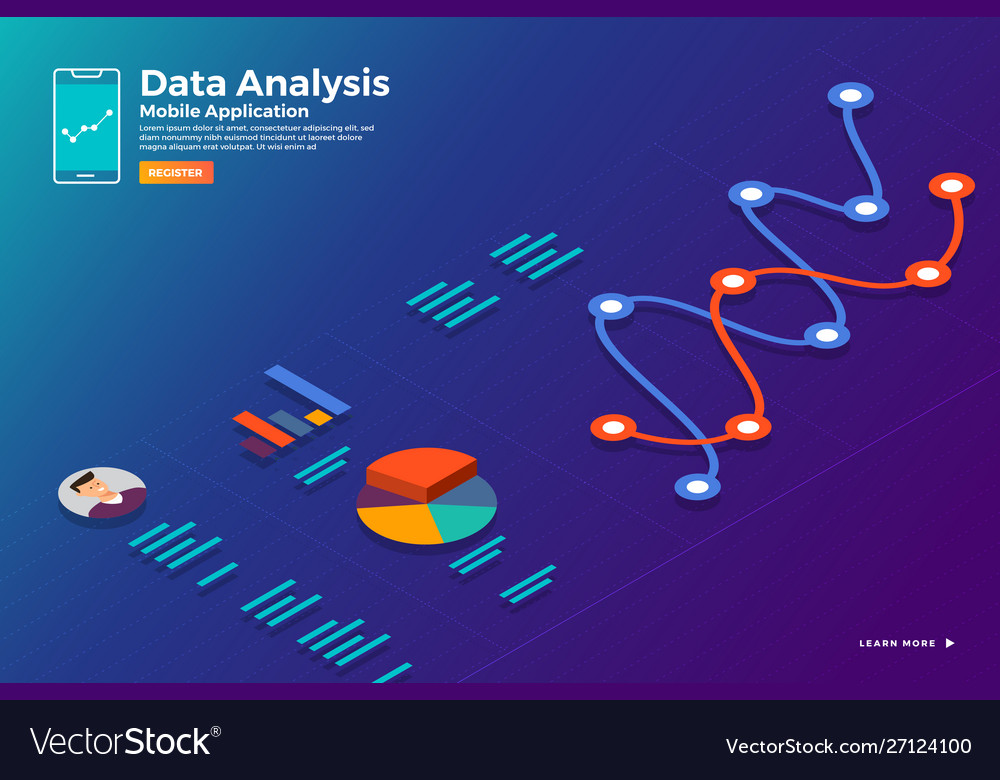 Isometric graph chart analysis Royalty Free Vector Image