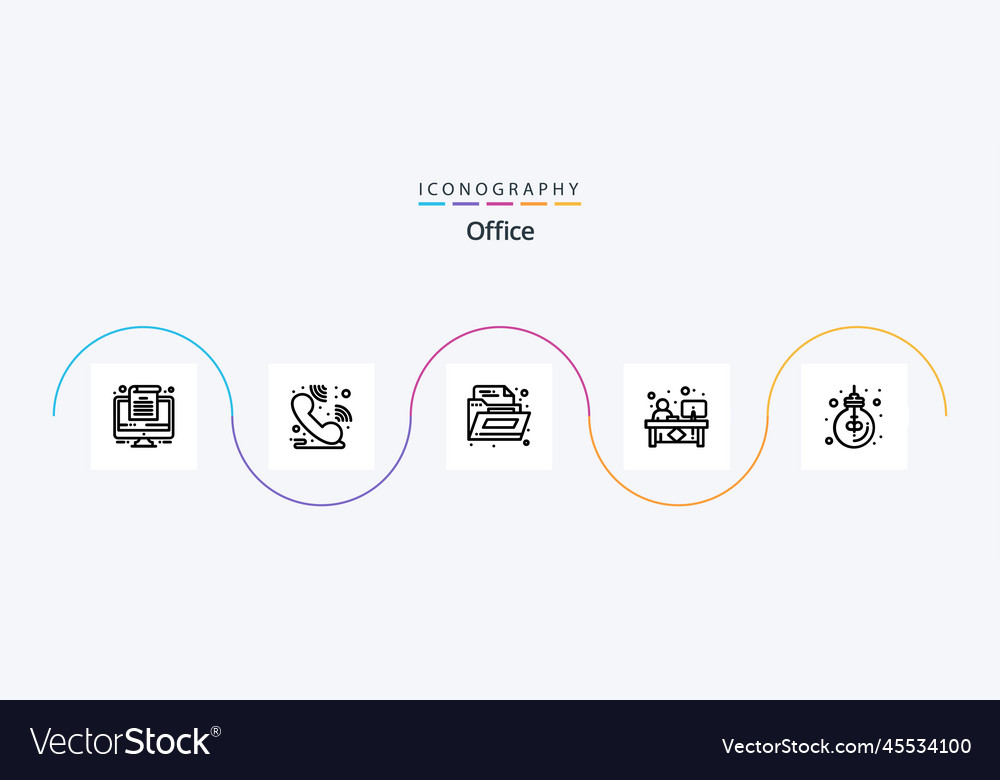 Office line 5 icon pack including light idea Vector Image