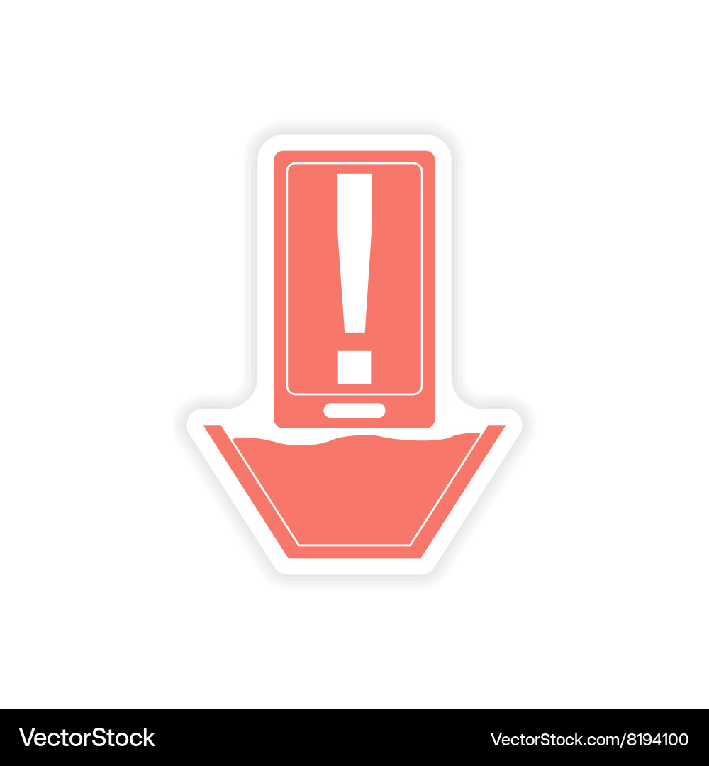 Paper sticker on white background mobile phone Vector Image