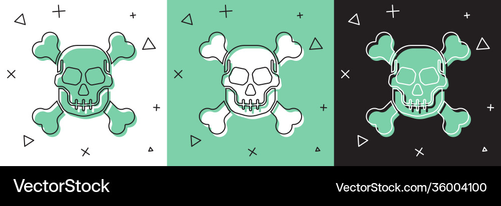 Set skull on crossbones icon isolated on white Vector Image