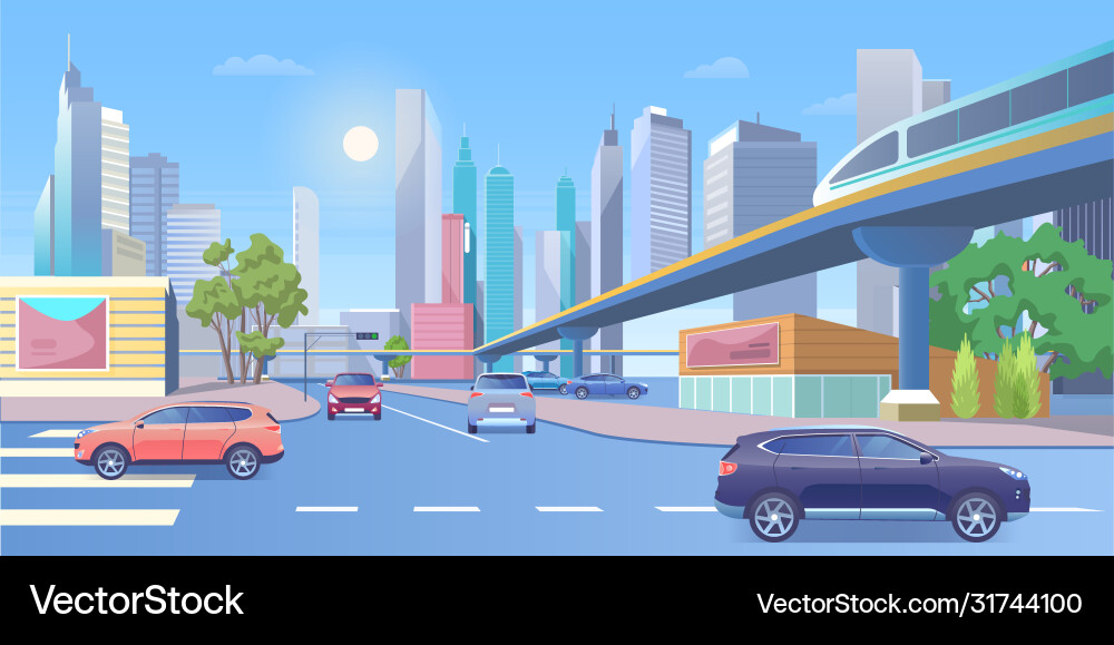 Subway city train cartoon 3d Royalty Free Vector Image