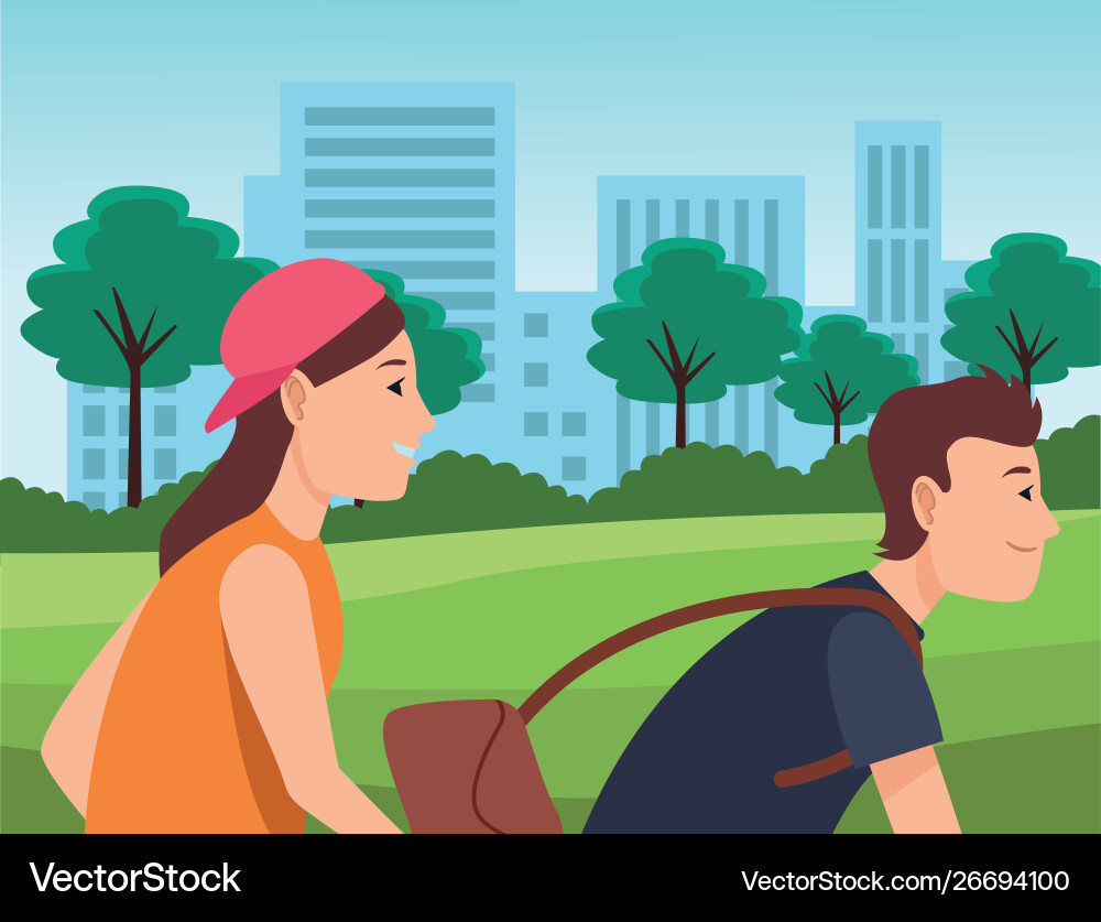 Young people riding bikes cartoon Royalty Free Vector Image
