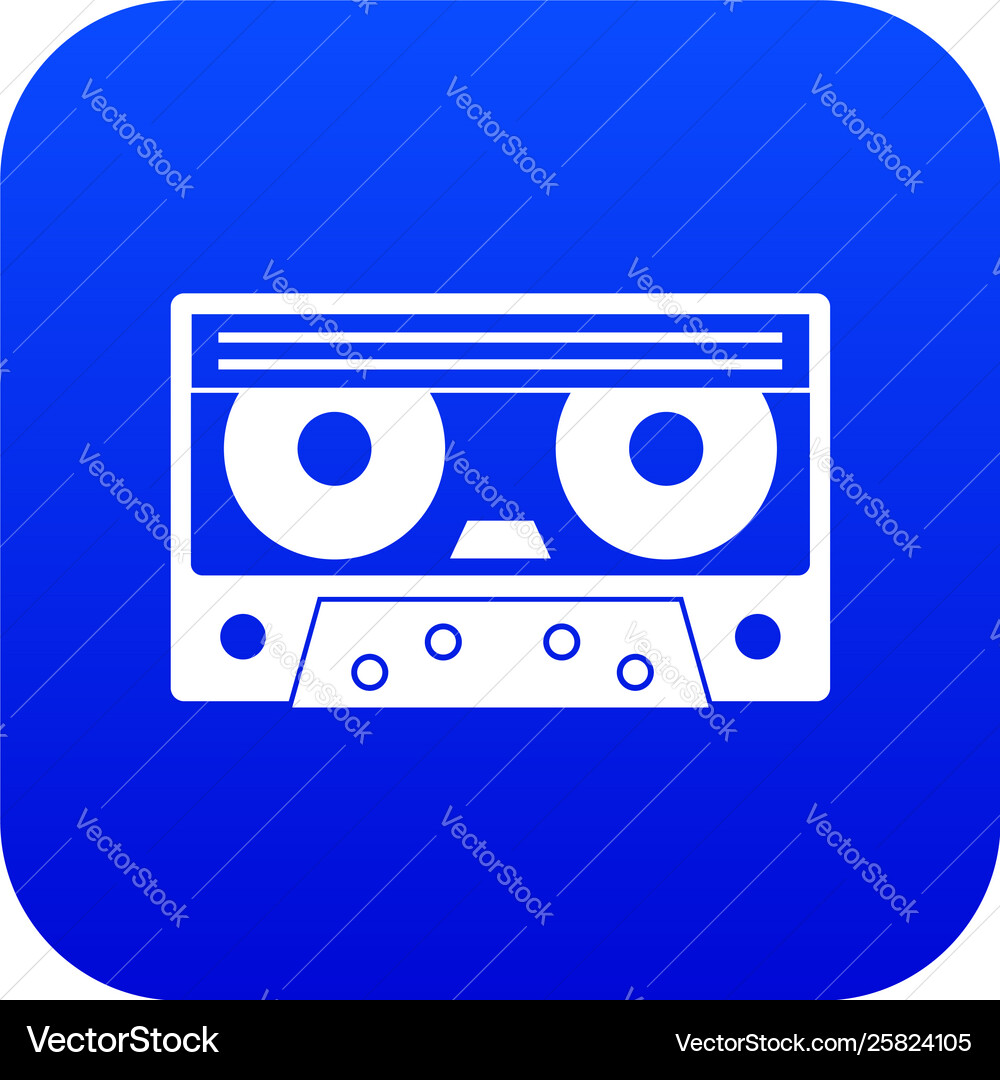 Audio cassette tape icon digital blue Royalty Free Vector