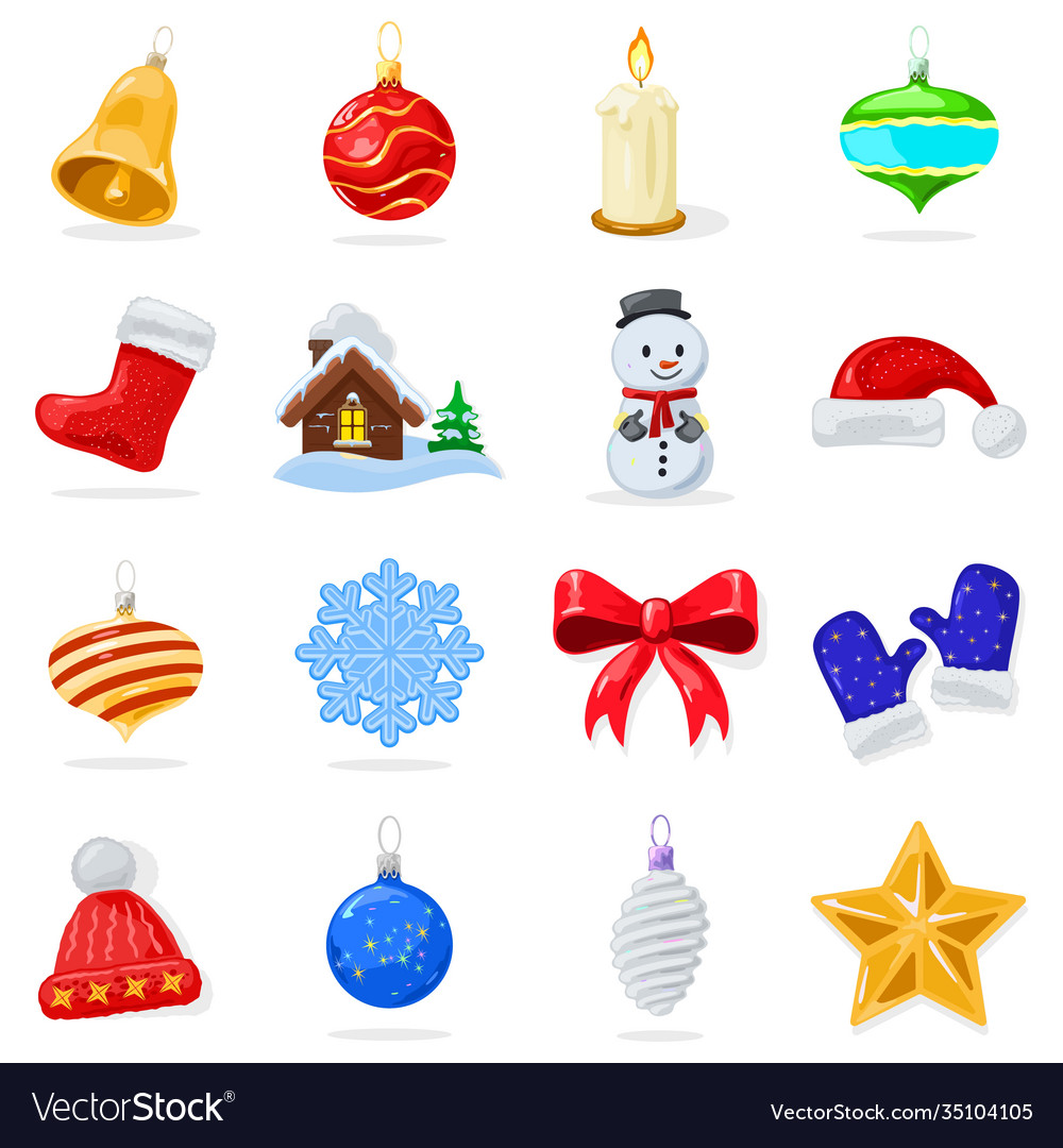 Big set with christmas decorations ornaments Vector Image