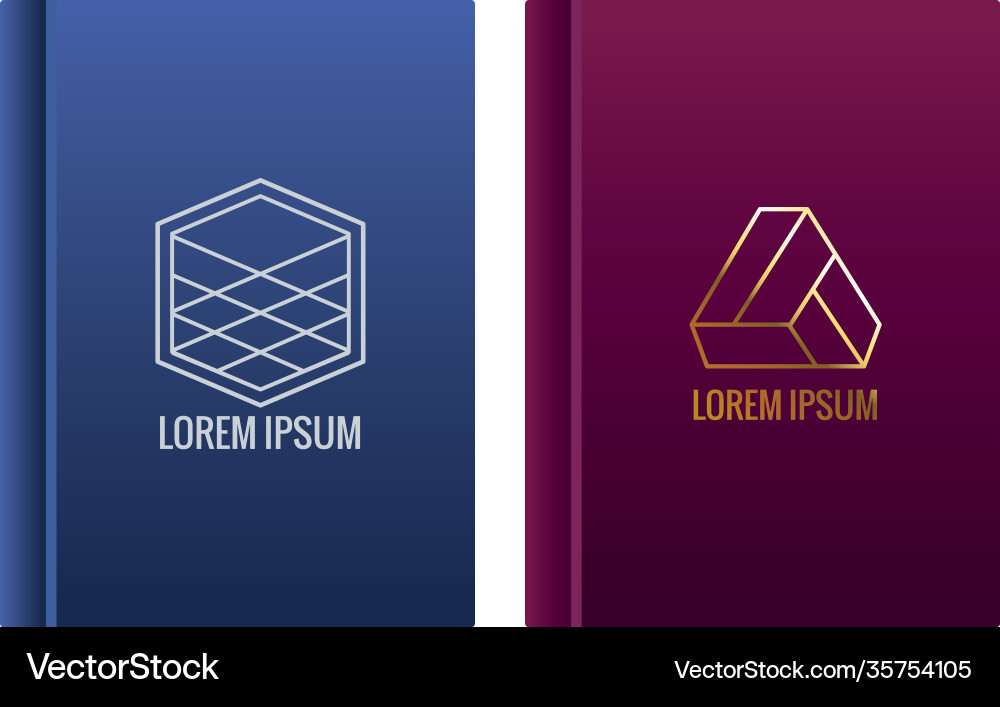 Books with geometrics emblems mockup branding Vector Image