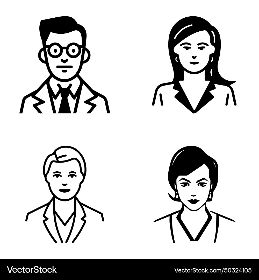 Business people flat icon set isolated on white Vector Image