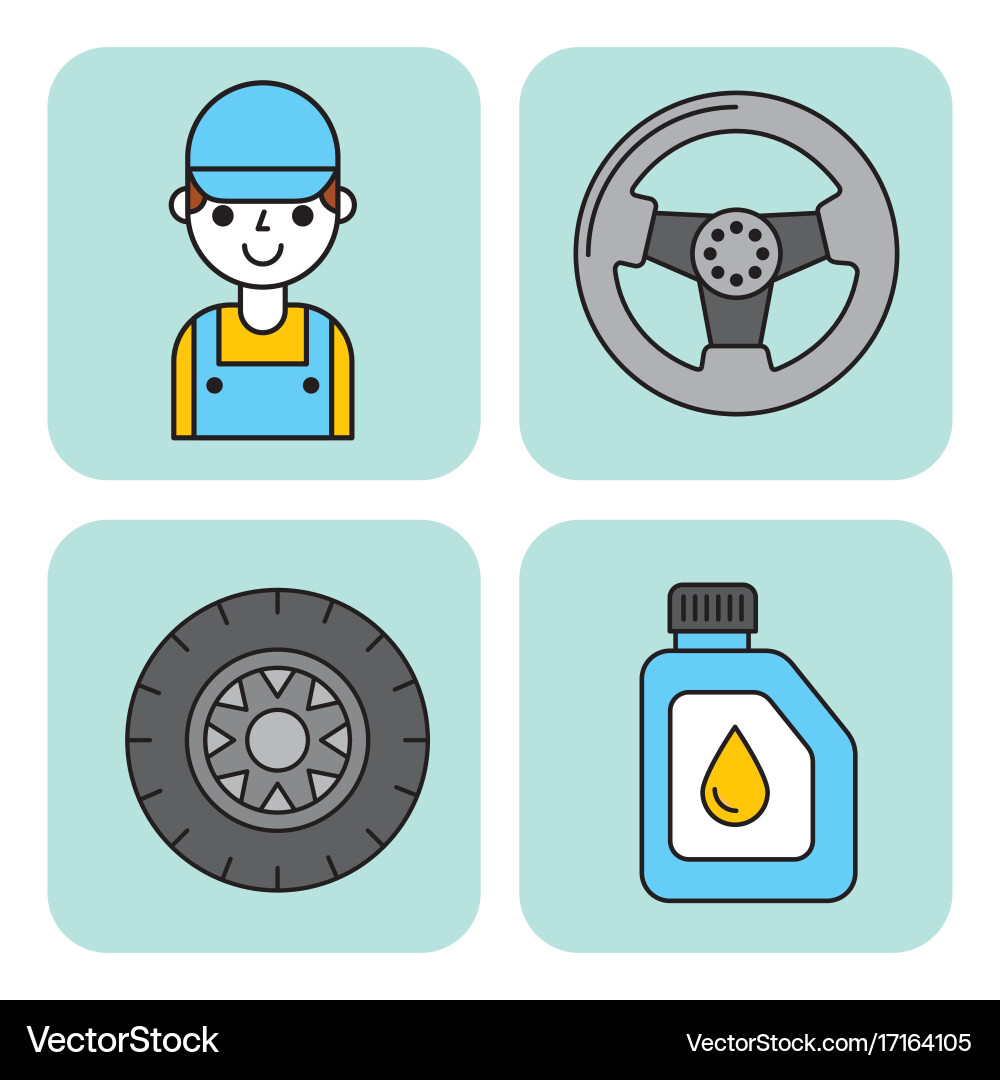 Car service equipment tool support set icons Vector Image