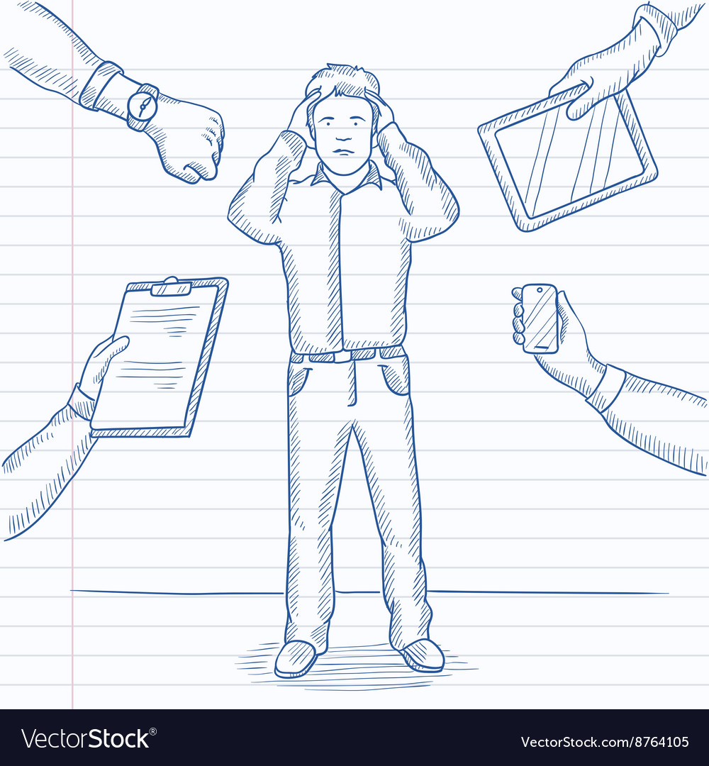 Desperate Man Clutching His Head Royalty Free Vector Image