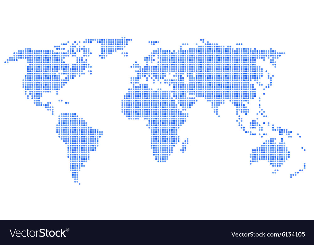 Dotted blue world map on white background Vector Image Dotted blue world map on white background Vector Image