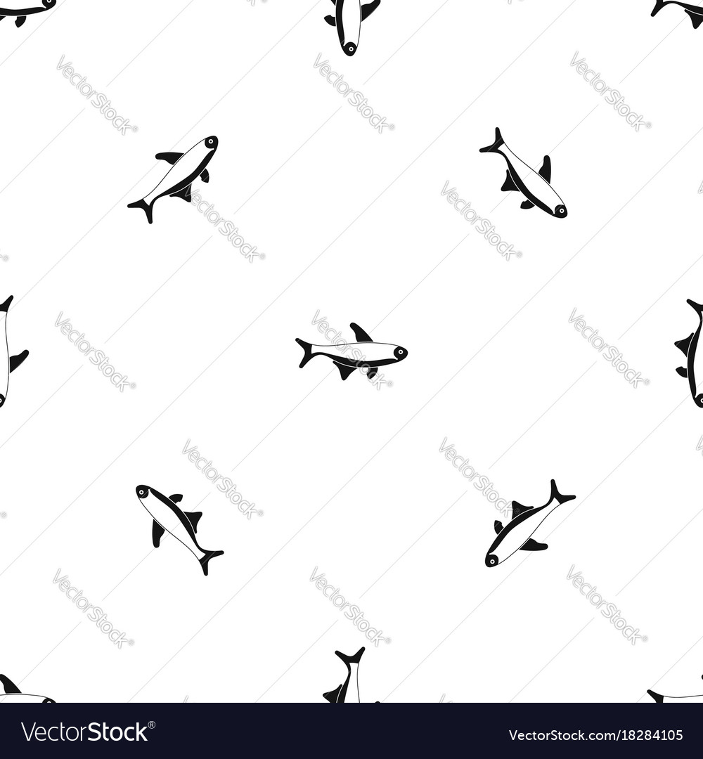 Fish pattern seamless black Royalty Free Vector Image