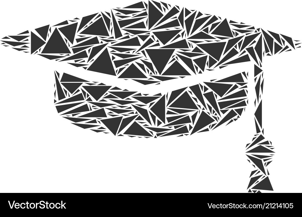 Graduation cap mosaic of triangles Royalty Free Vector Image