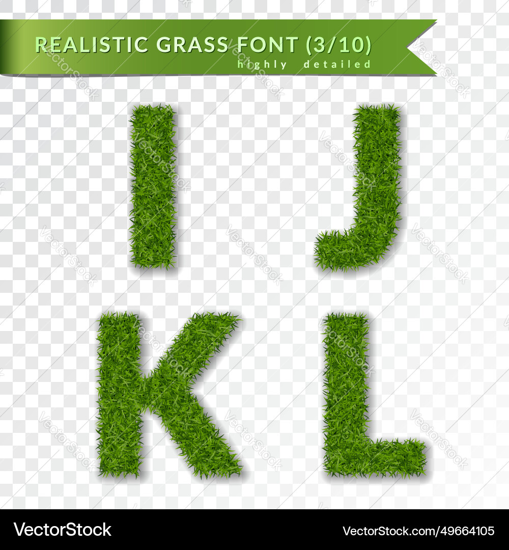 Grass letters i j k l set alphabet 3d design Vector Image