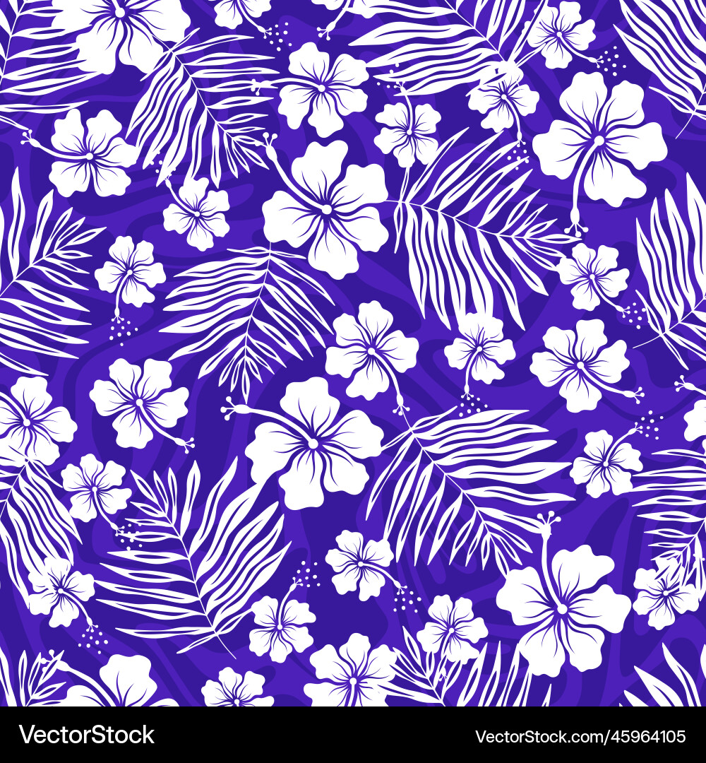 Hawaiian seamless pattern with hibiscus flowers Vector Image