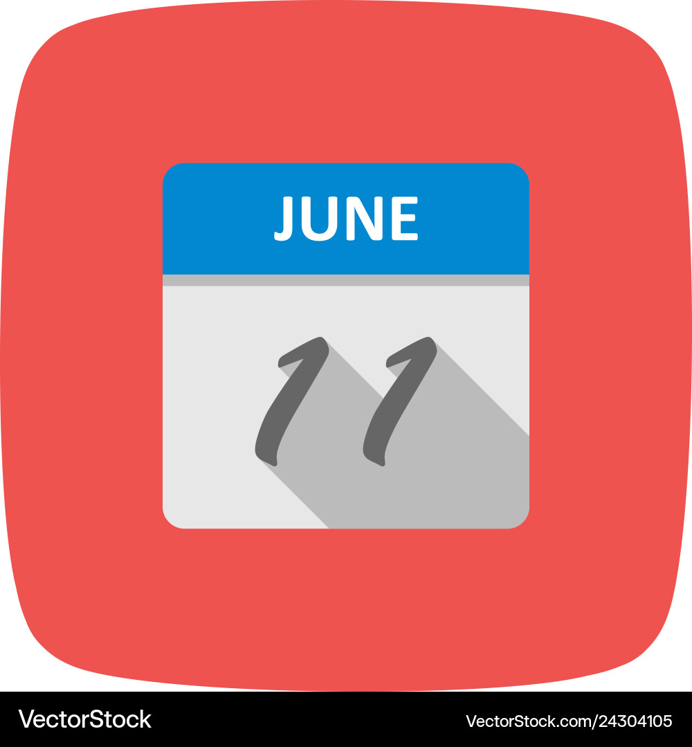 June 11th date on a single day calendar Royalty Free Vector