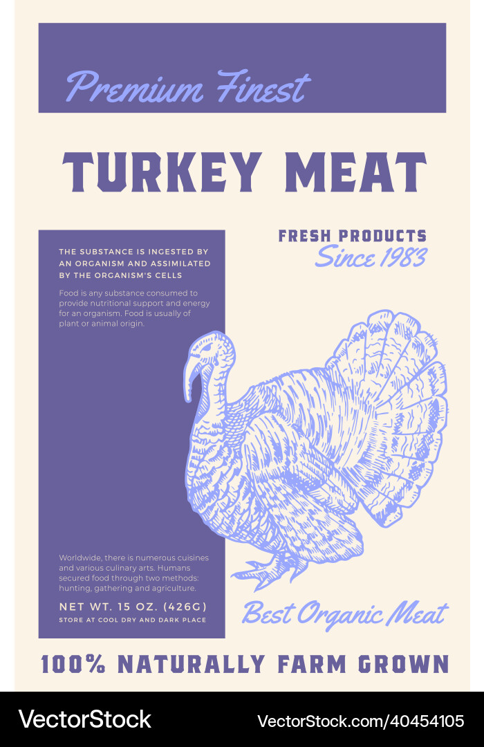 Premium finest turkey meat abstract Royalty Free Vector