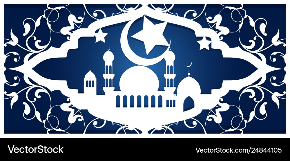 Ramadan kareem laser cutting template greeting Vector Image