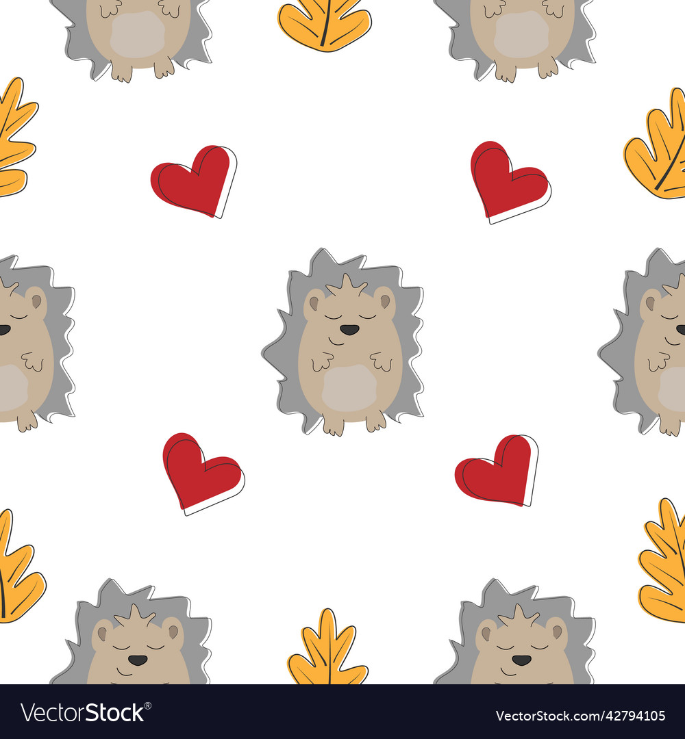 Seamless pattern with cute hedgehog pattern Vector Image