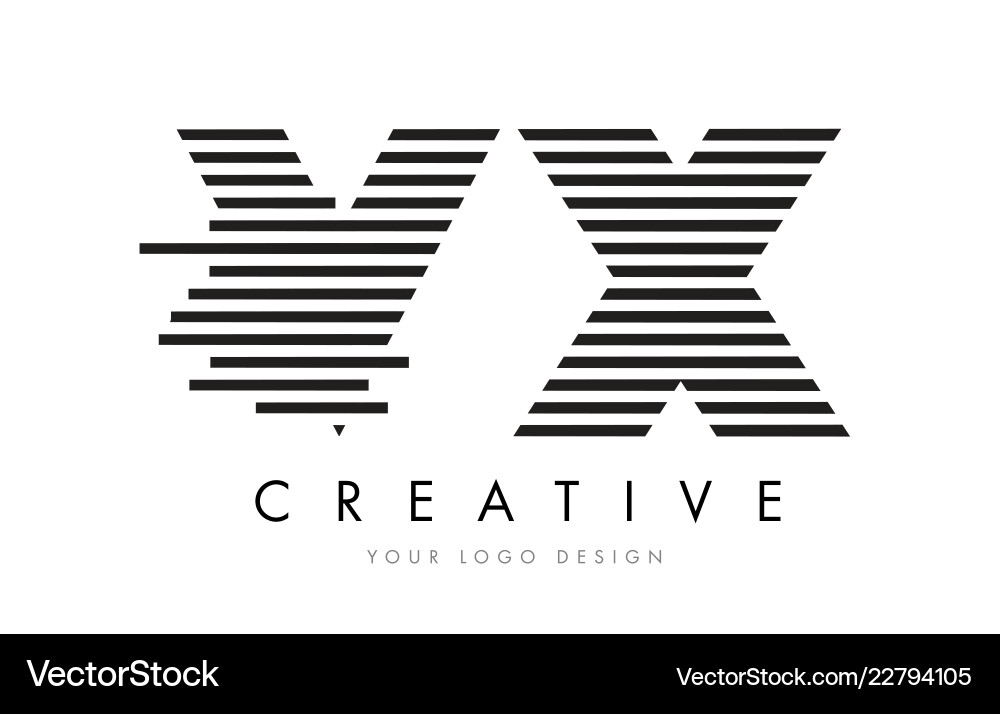 Vx v x zebra letter logo design with black Vector Image