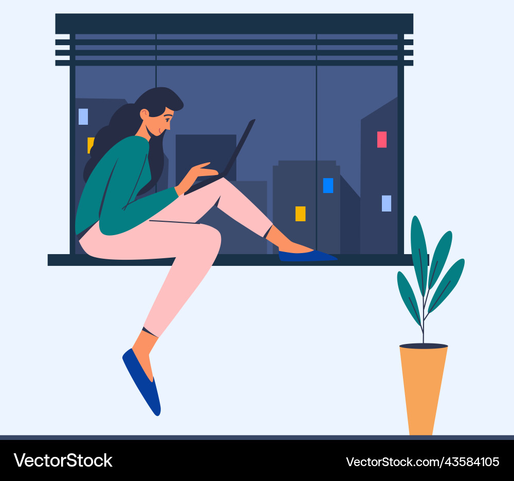Woman working at a computer business Royalty Free Vector
