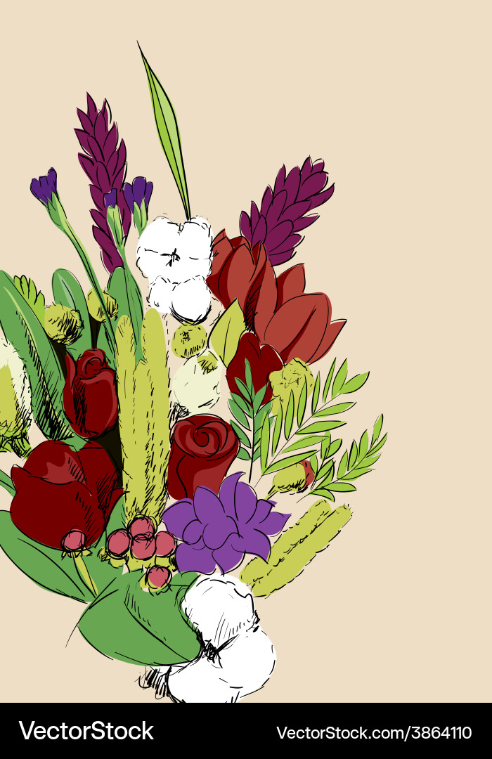 Bunch of flowers Royalty Free Vector Image - VectorStock