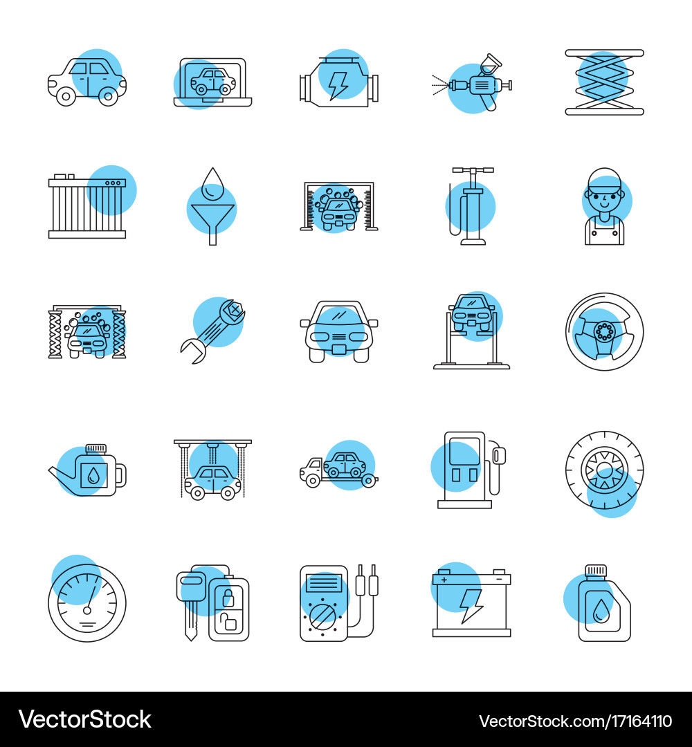 Car service equipment tool support set icons Vector Image