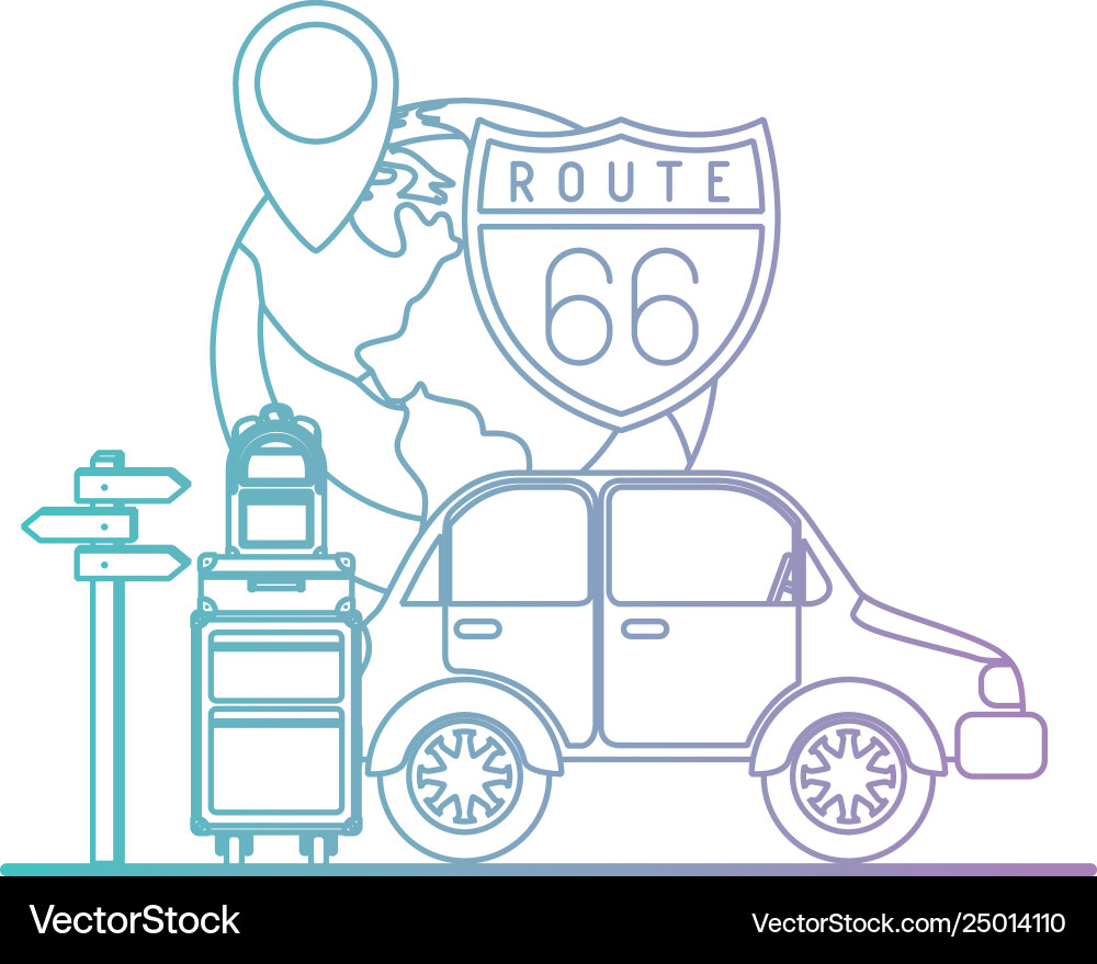 Car with travel set icons Royalty Free Vector Image