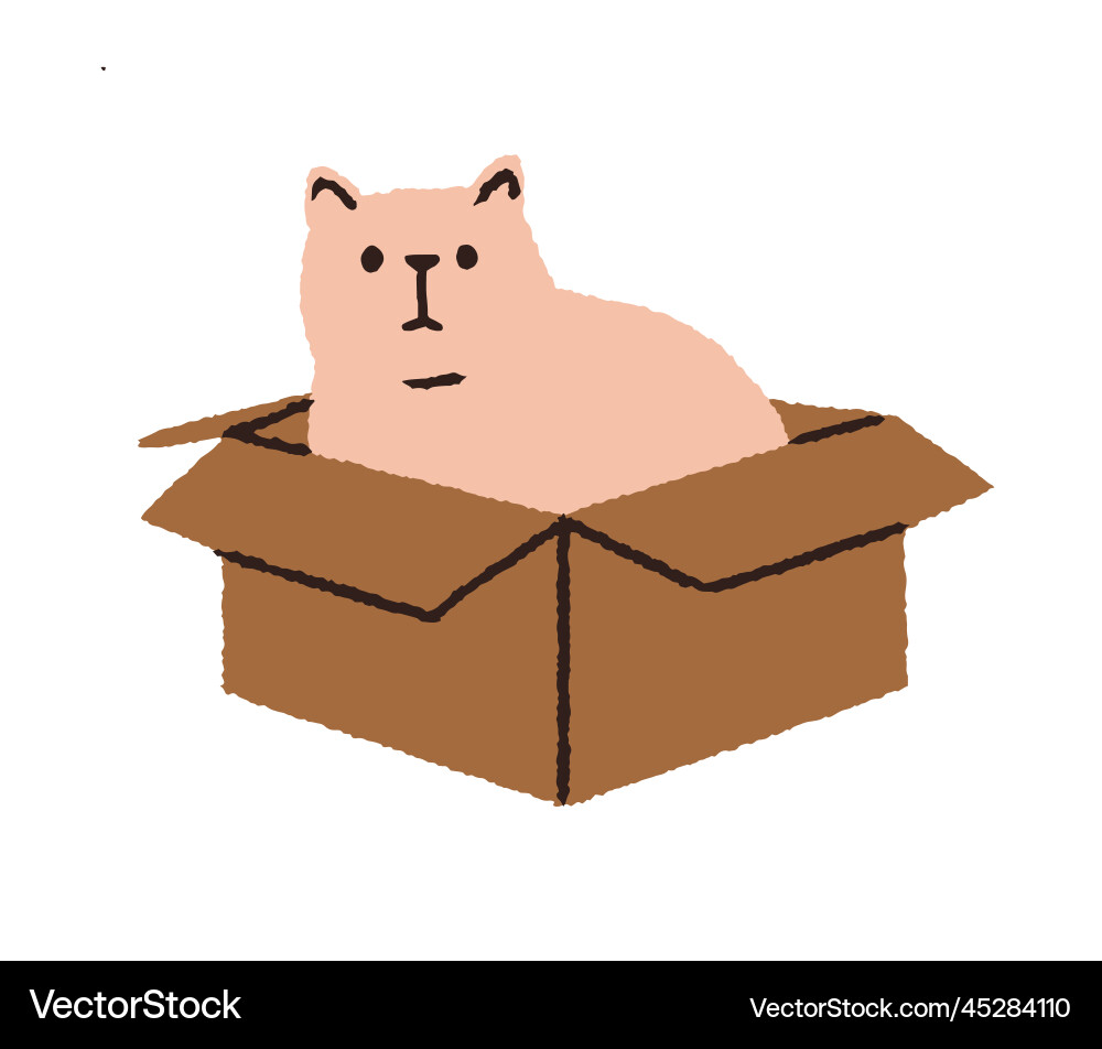 Cute cat inside box funny kitty sitting Royalty Free Vector