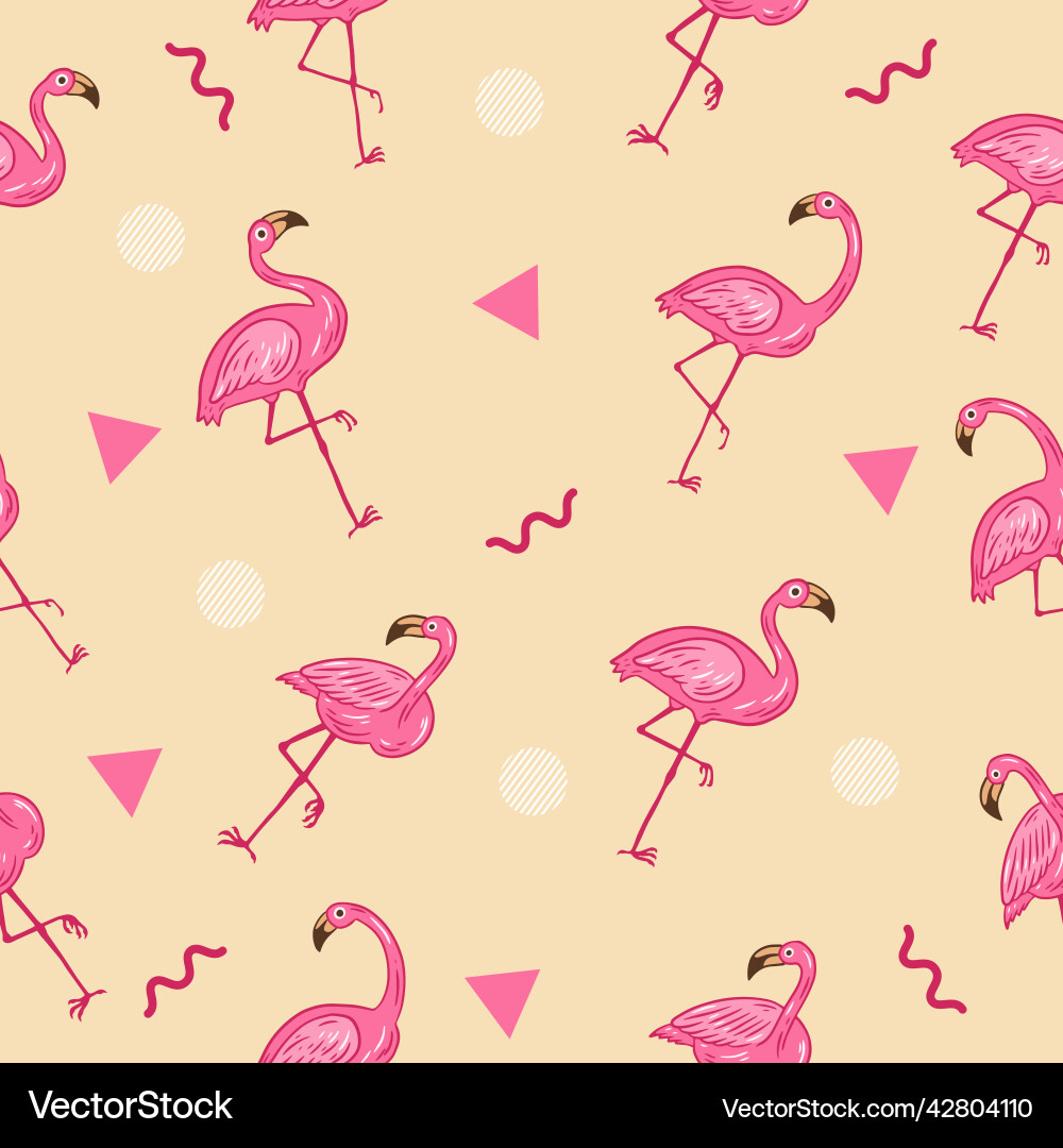 Cute pink stork animal seamless pattern pink Vector Image