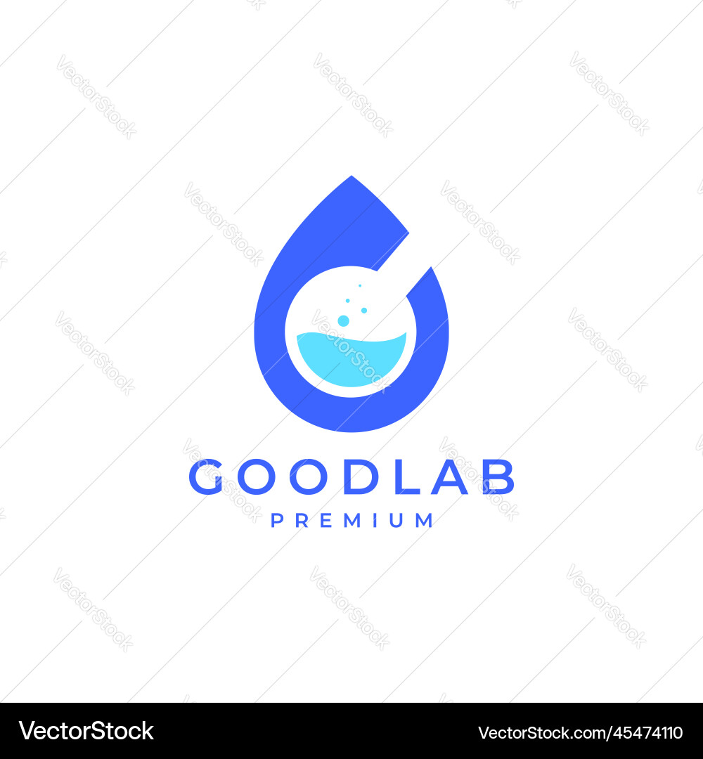 Drop water laboratory glass science abstract logo Vector Image