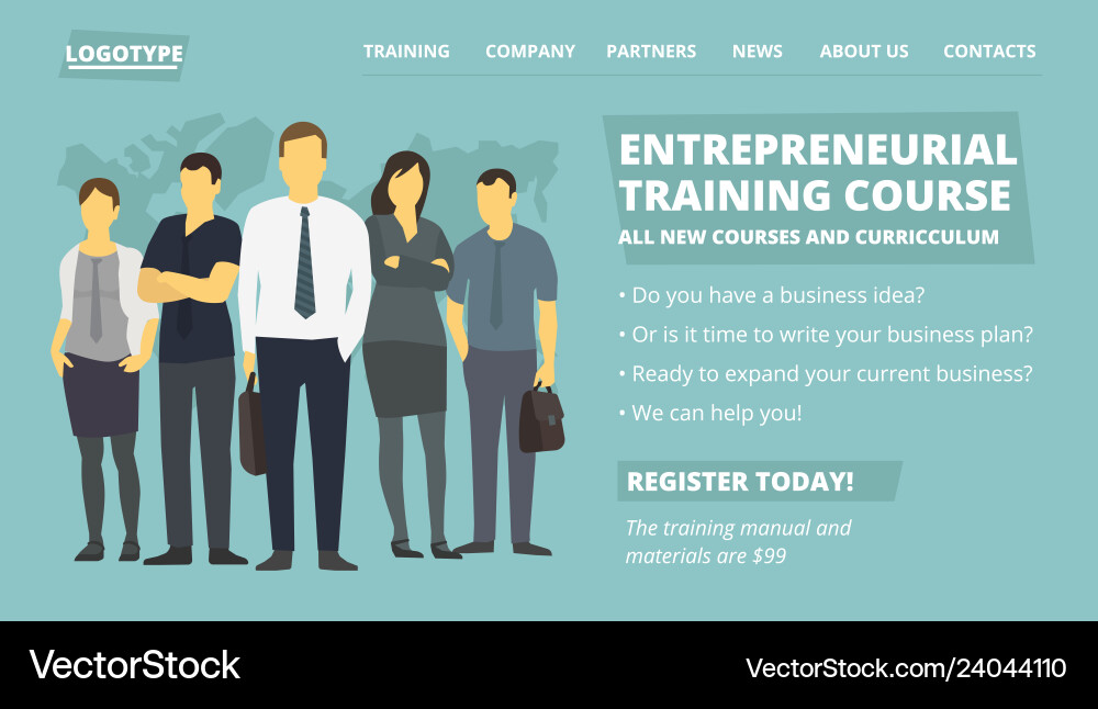 Entrepreneurial training course web site page new Vector Image
