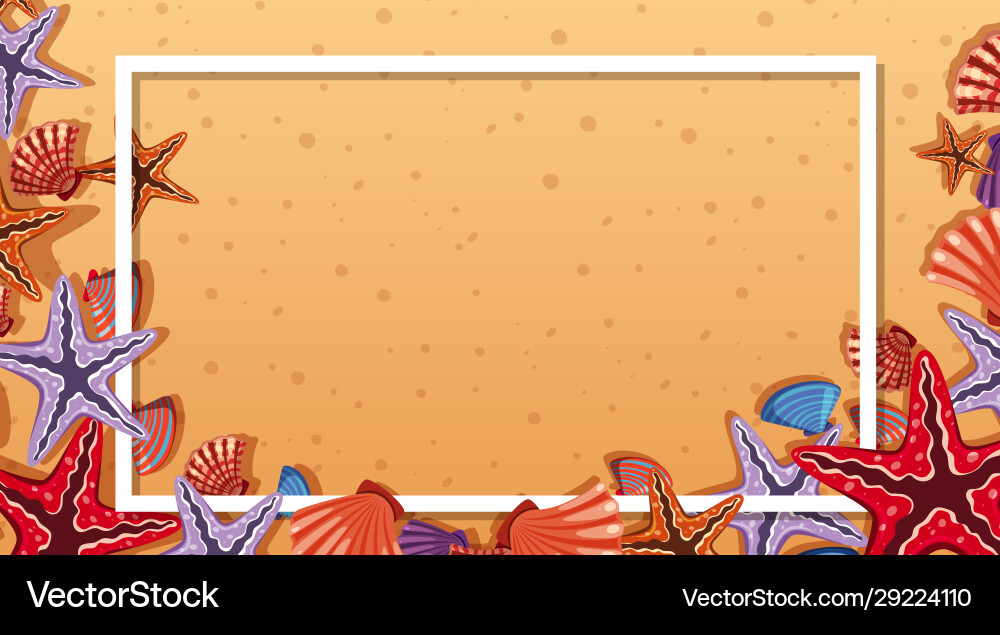 Frame design with seashells and starfish Vector Image