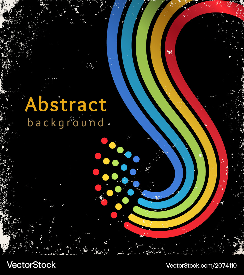 Grunge retro black background with color stripes Vector Image