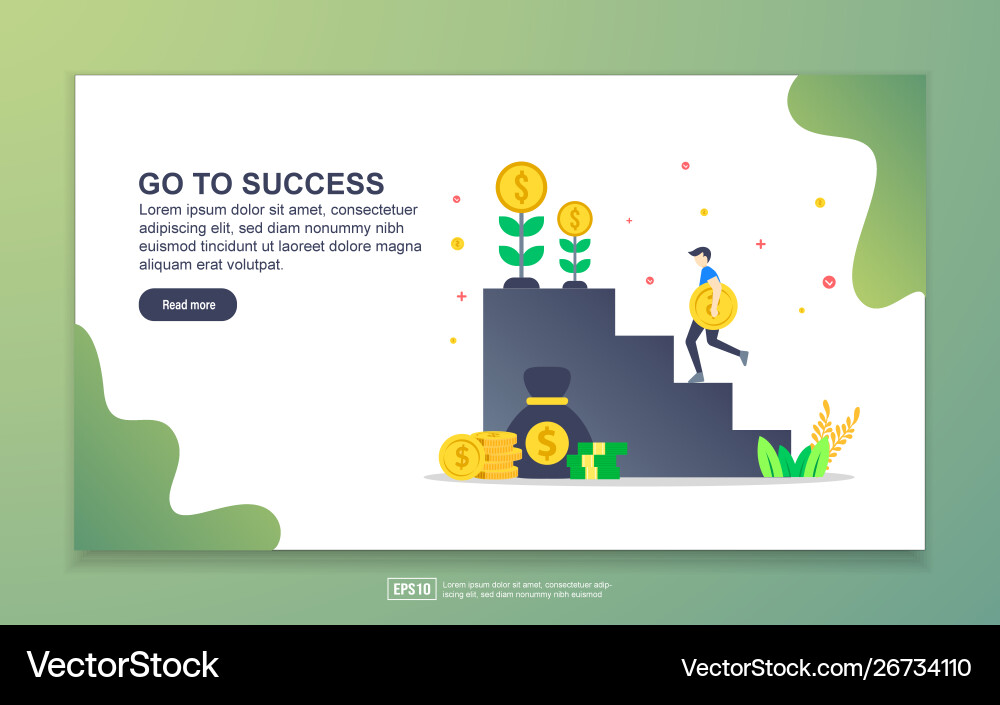 Landing page template go to success modern Vector Image