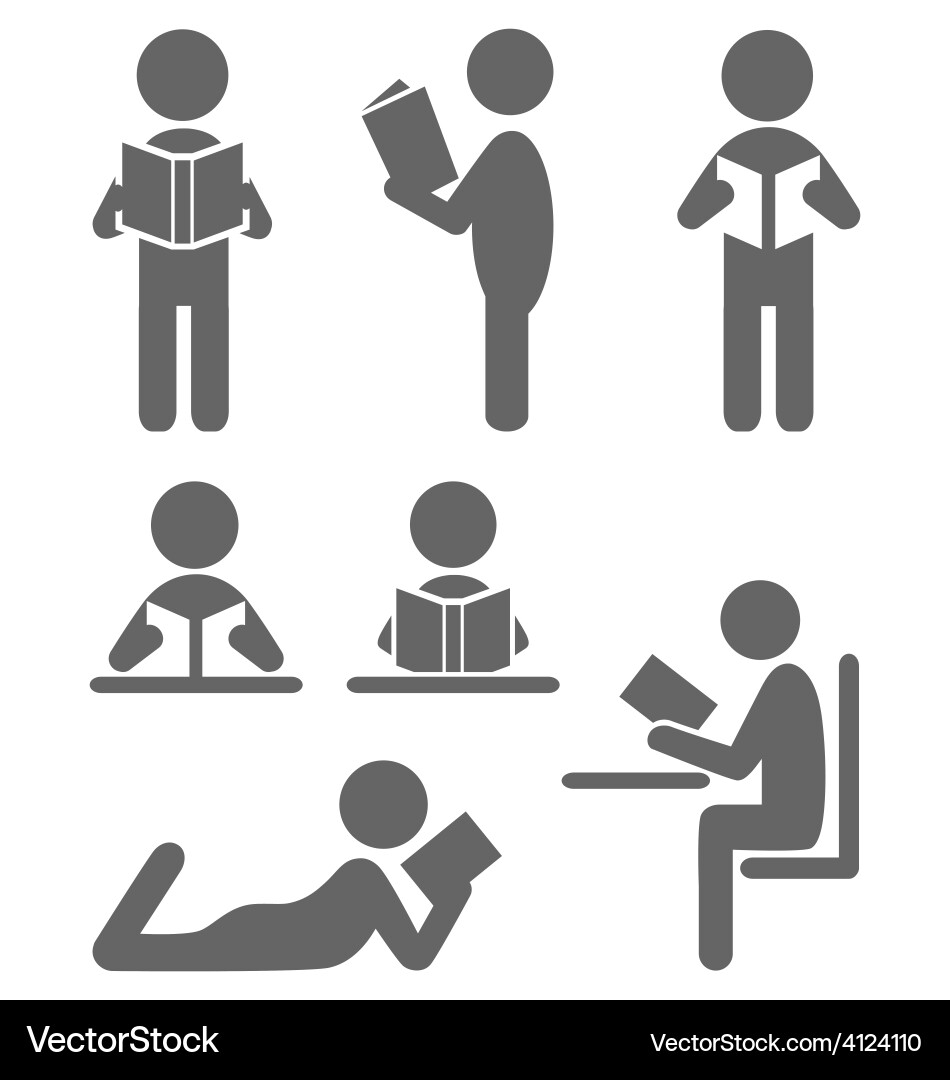 Read book people flat icons isolated on white Vector Image