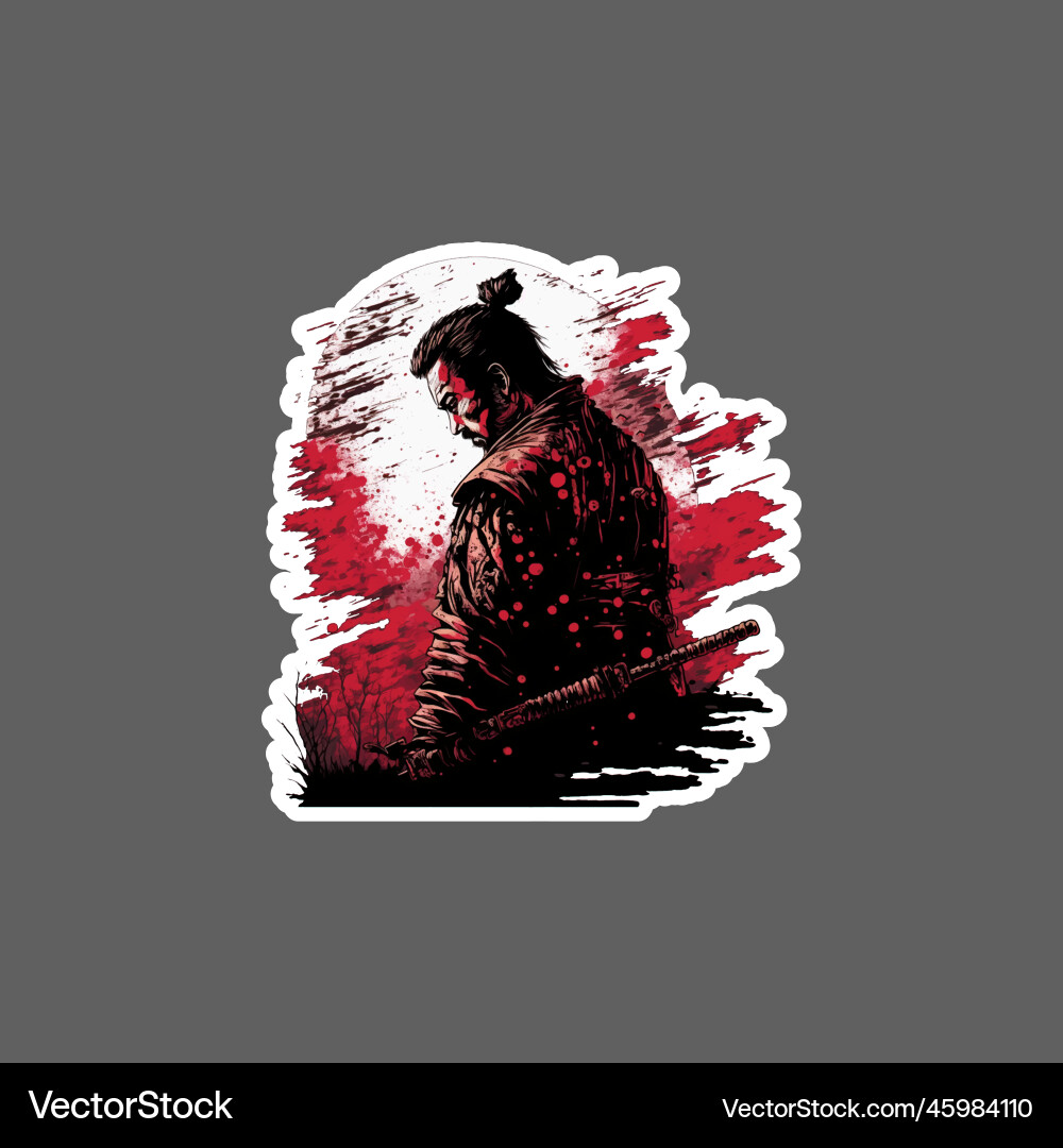 Ronin ninja samurai katana japan sticker Vector Image