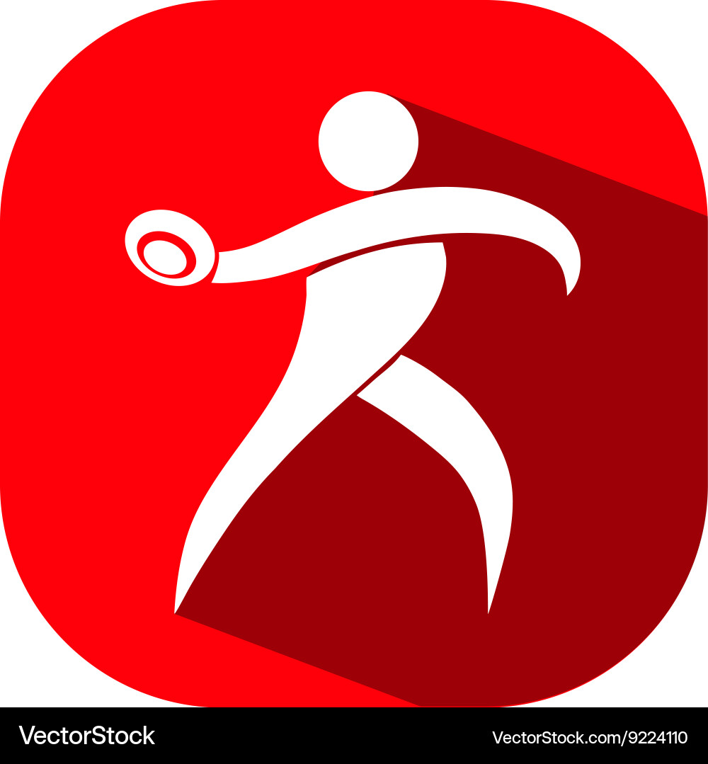 Square icon of athlete throwing discus Royalty Free Vector