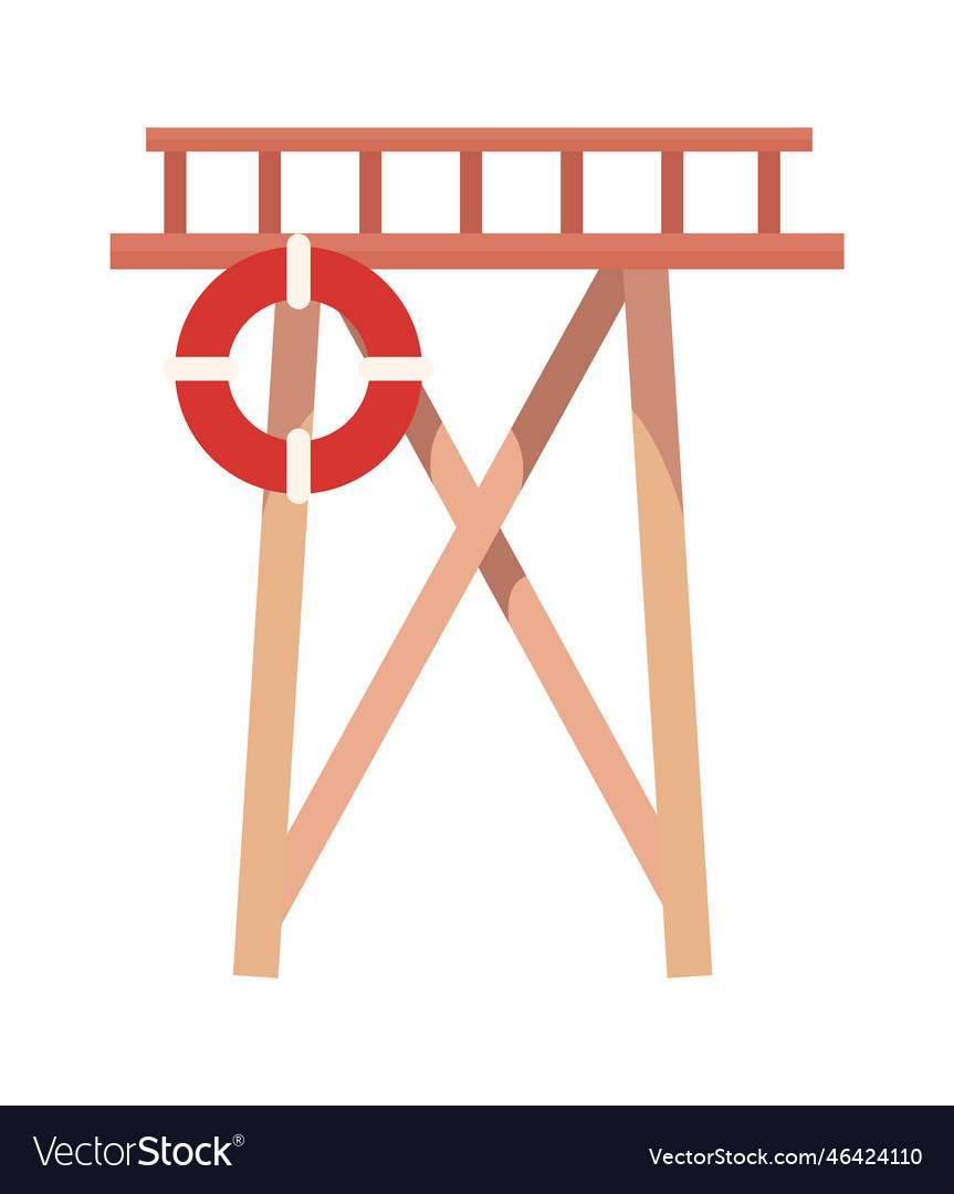 Wooden lifeguard station with lifebuoy Royalty Free Vector